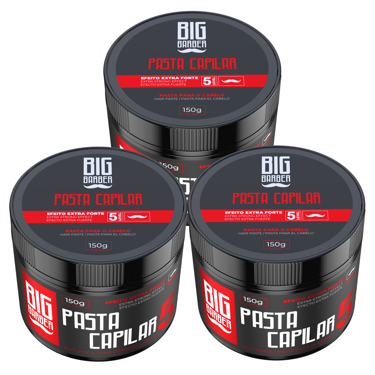 Kit 18 Pomada Fixadora Big Barber 150g Level 5 Fixacao Extra Forte - a ...