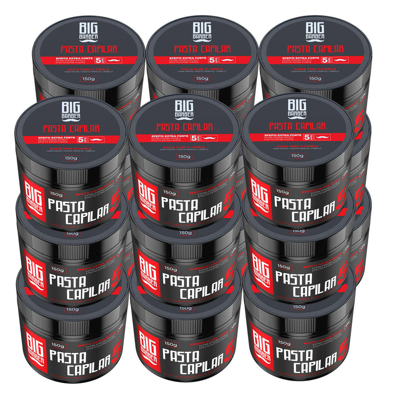 Kit 18 Pomada Fixadora Big Barber 150g Level 5 Fixacao Extra Forte - a ...