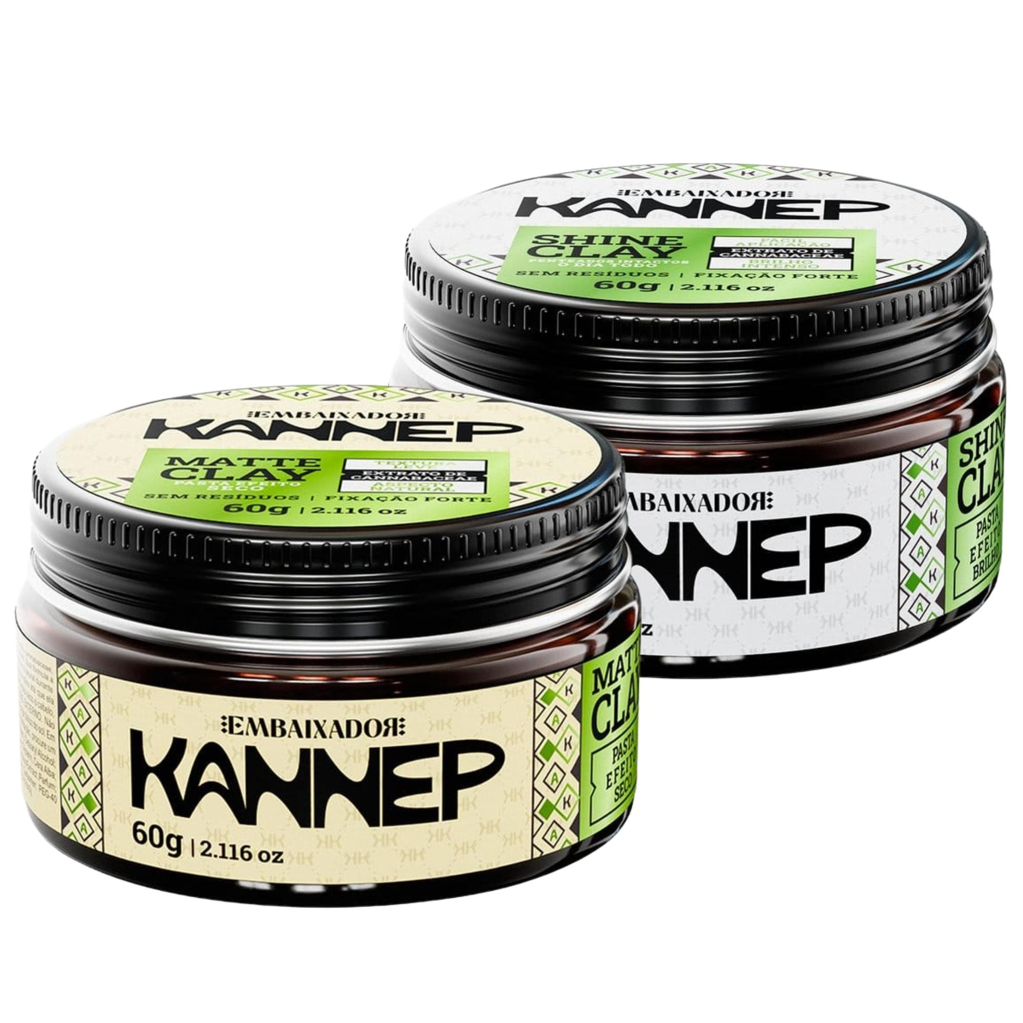 Kit Pomada Shine Clay + Pomada Matte Clay Kannep Embaixador 60g