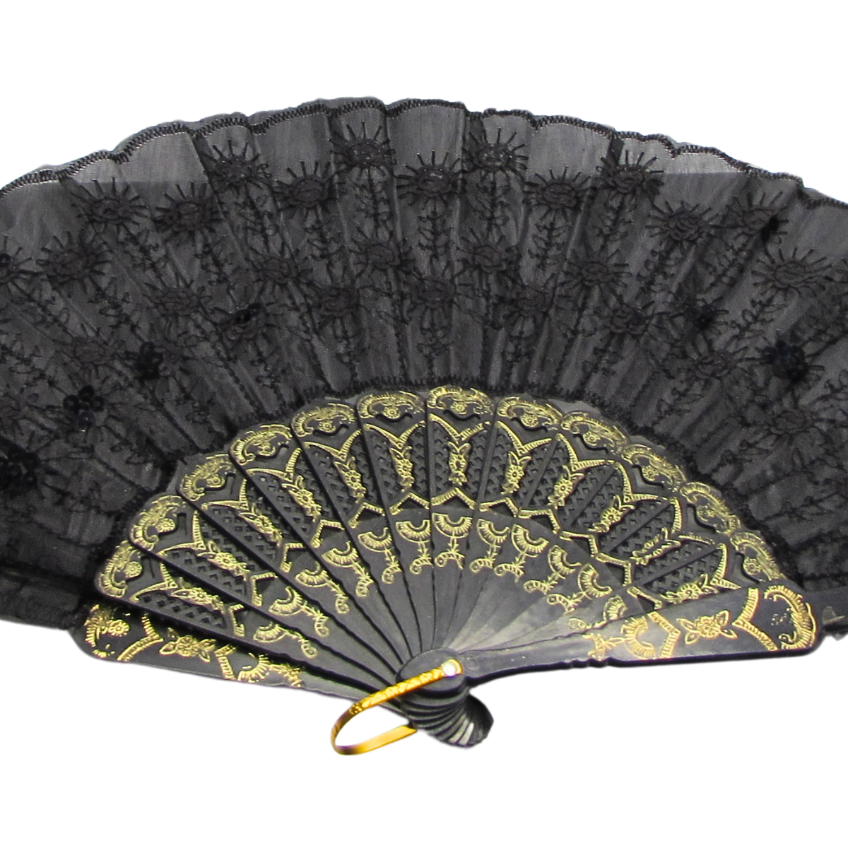 Comprar LEQUE DE POMBA GIRA E CIGANA PRETO COM BORDADO PRETO UNIDADE