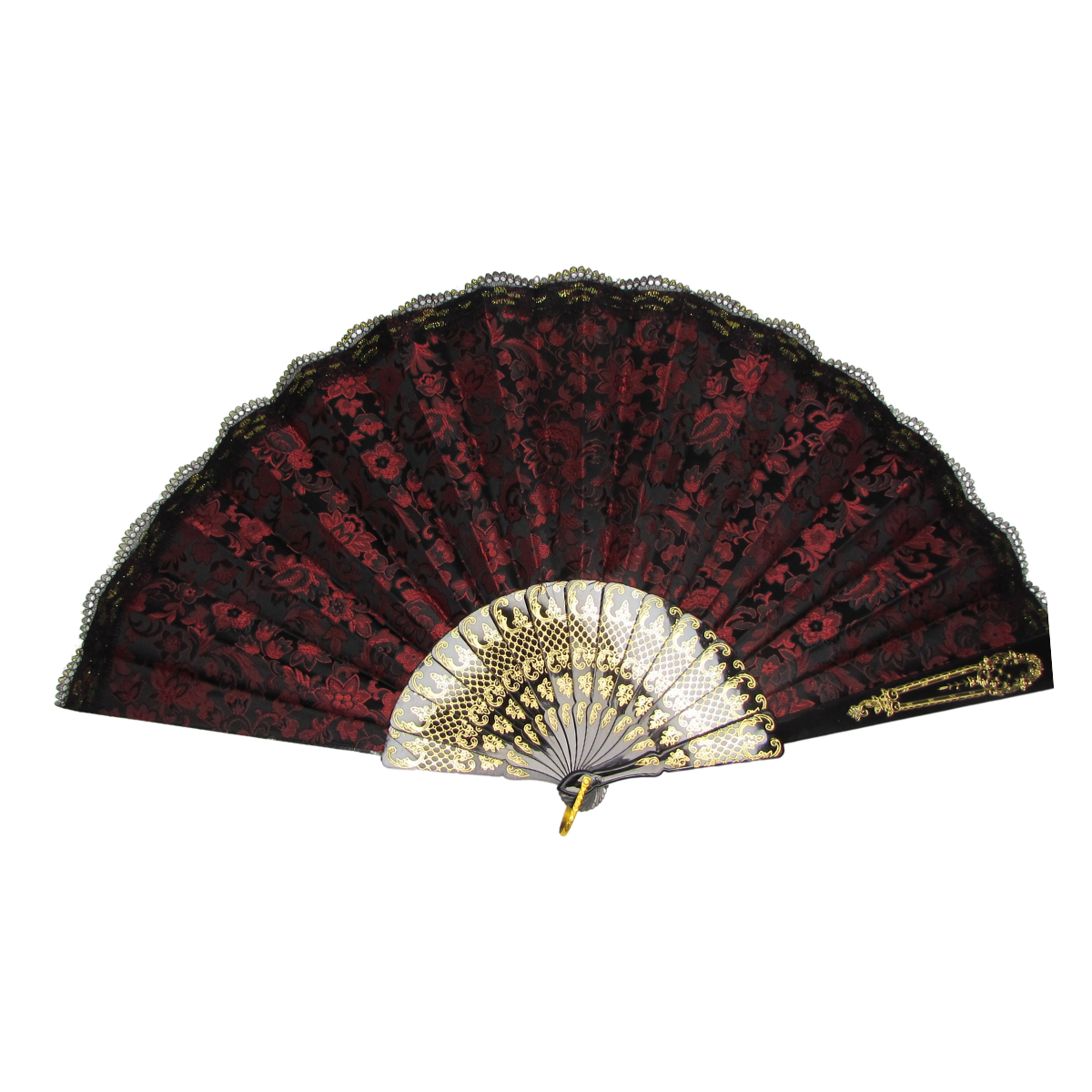 Comprar LEQUE DE POMBA GIRA LUXO VERMELHO PRETO E DOURADO UNIDADE