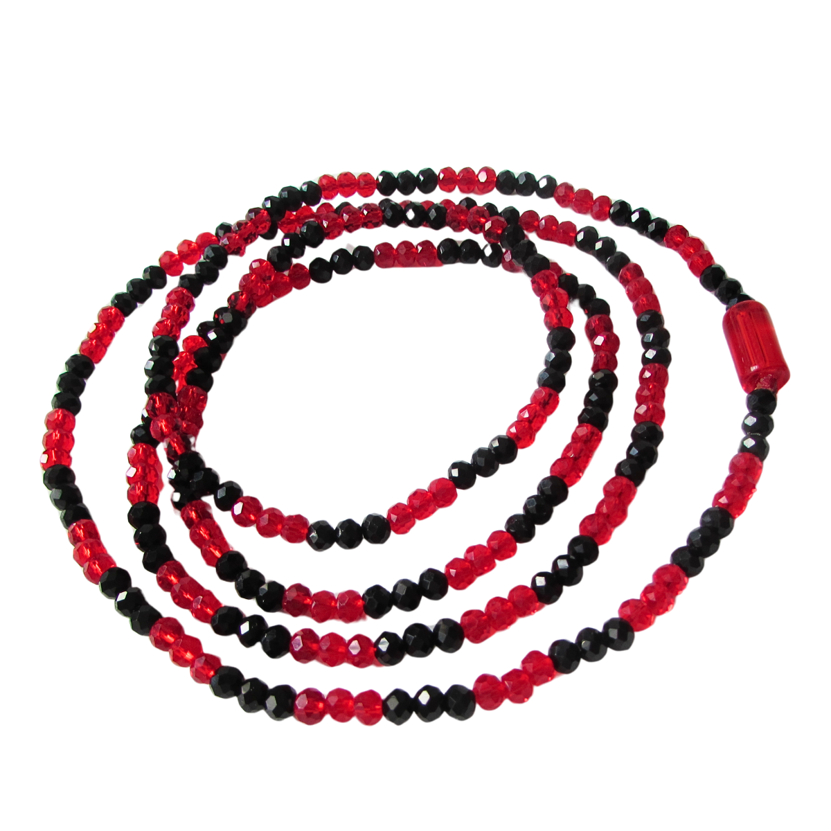 Comprar GUIA DE CRISTAL 6MM VERMELHO E PRETO EXU/POMBA GIRA COM FIRMA LISA
